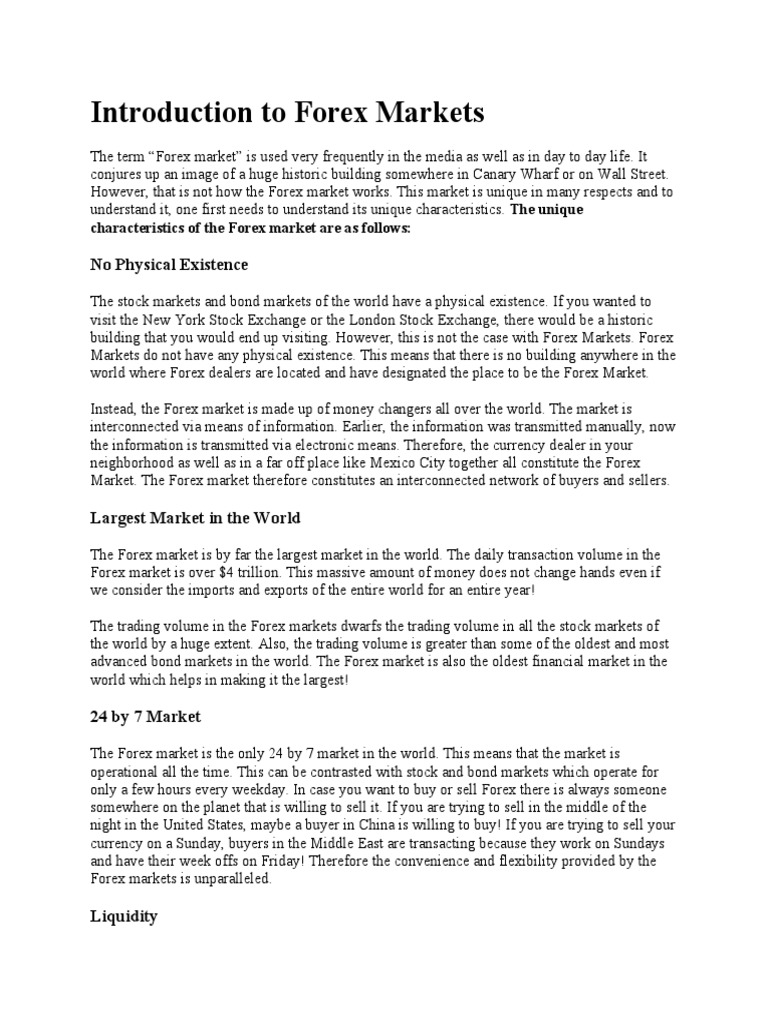 Introduction To Forex Markets | PDF