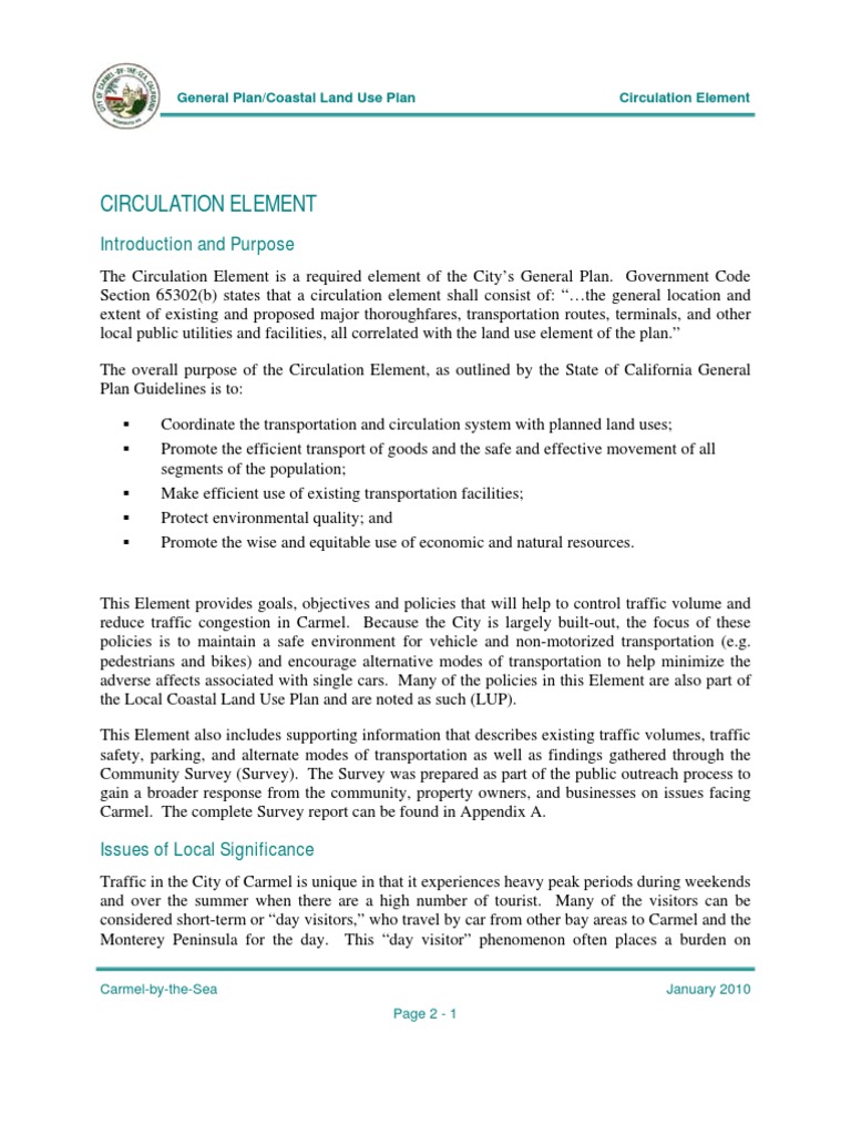 General Plan and Coastal Land Use Plan Circulation Element | PDF ...