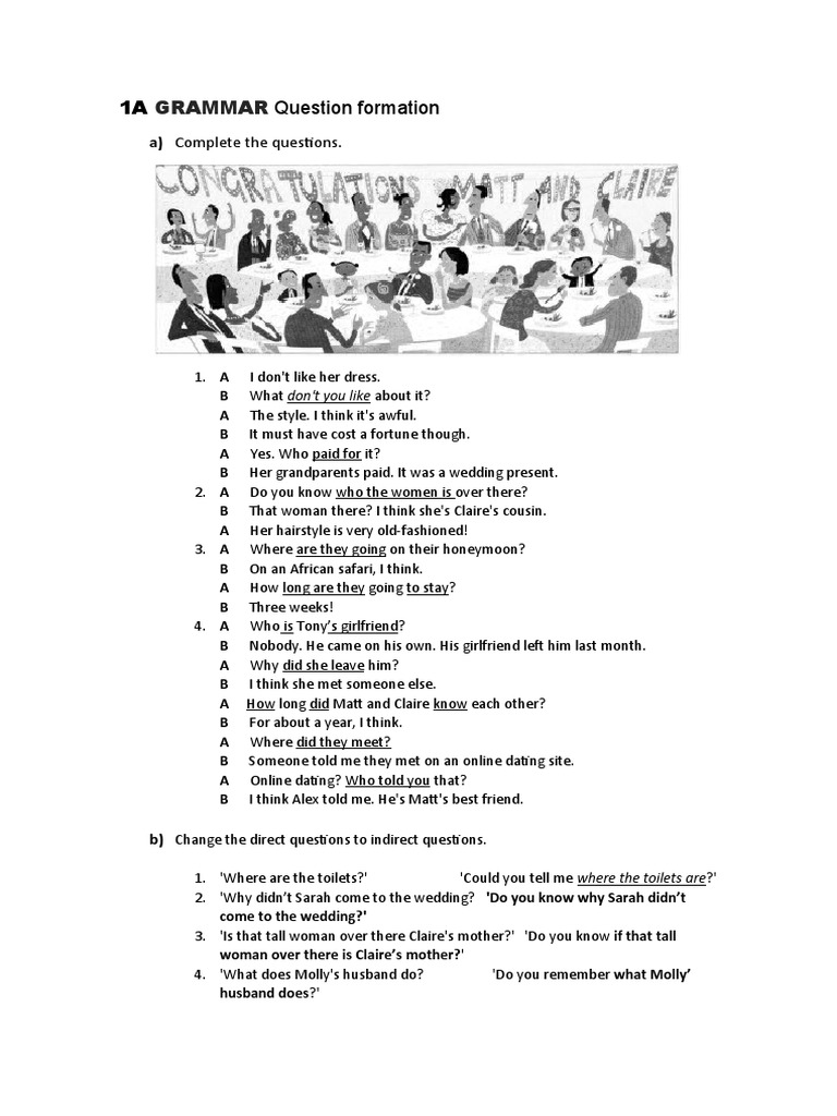 Grammar: 1A Question Formation | PDF