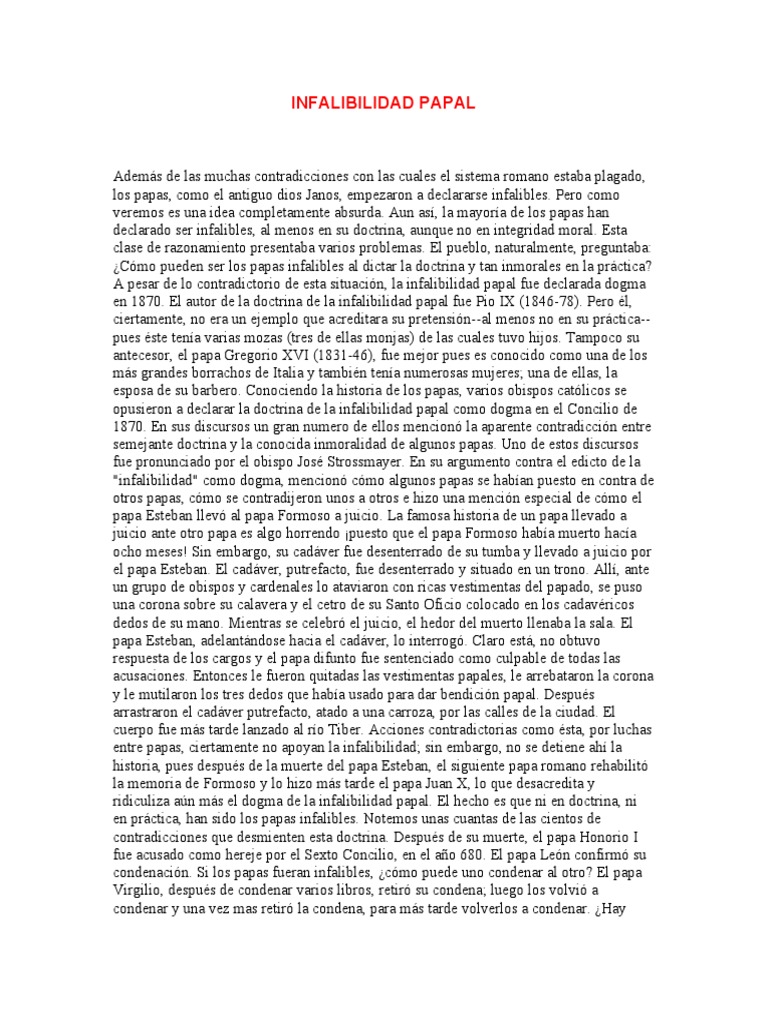 Infalibilidad Papal | PDF | Papa | Iglesia Católica