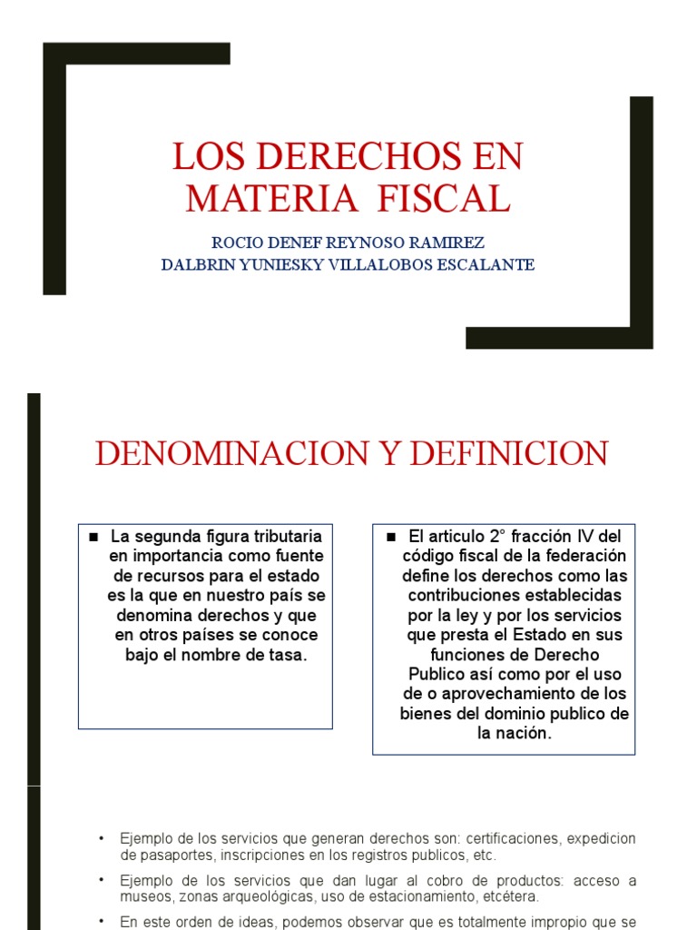 Los Derechos en Materia Fiscal | PDF