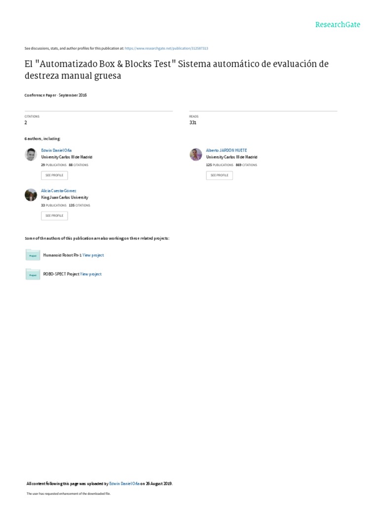 Box & Blocks Test | PDF | Deportes