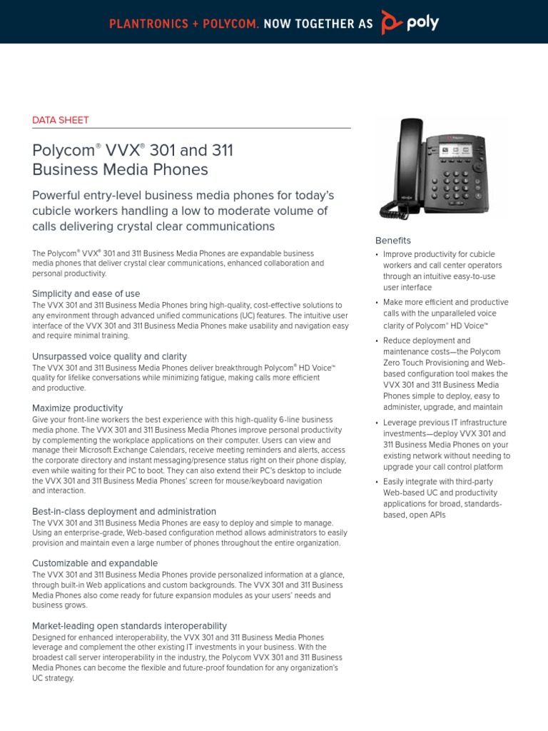 Polycom VVX 301 and 311 Business Media Phones | PDF