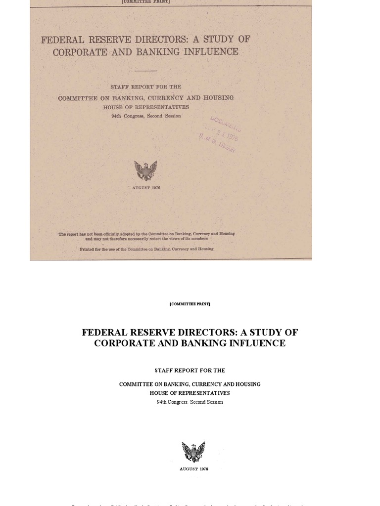 Federal Reserve Directors: A Study of Corporate and Banking Influence ...