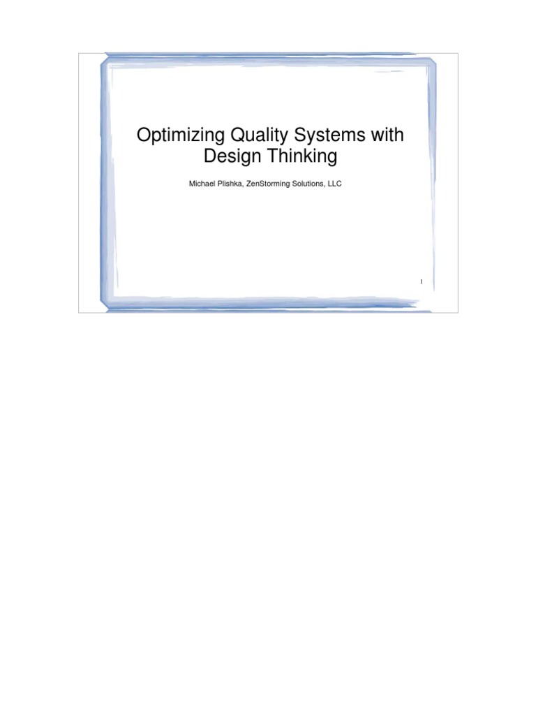 Optimizing Quality Systems With Design Thinking | PDF | Design Thinking ...