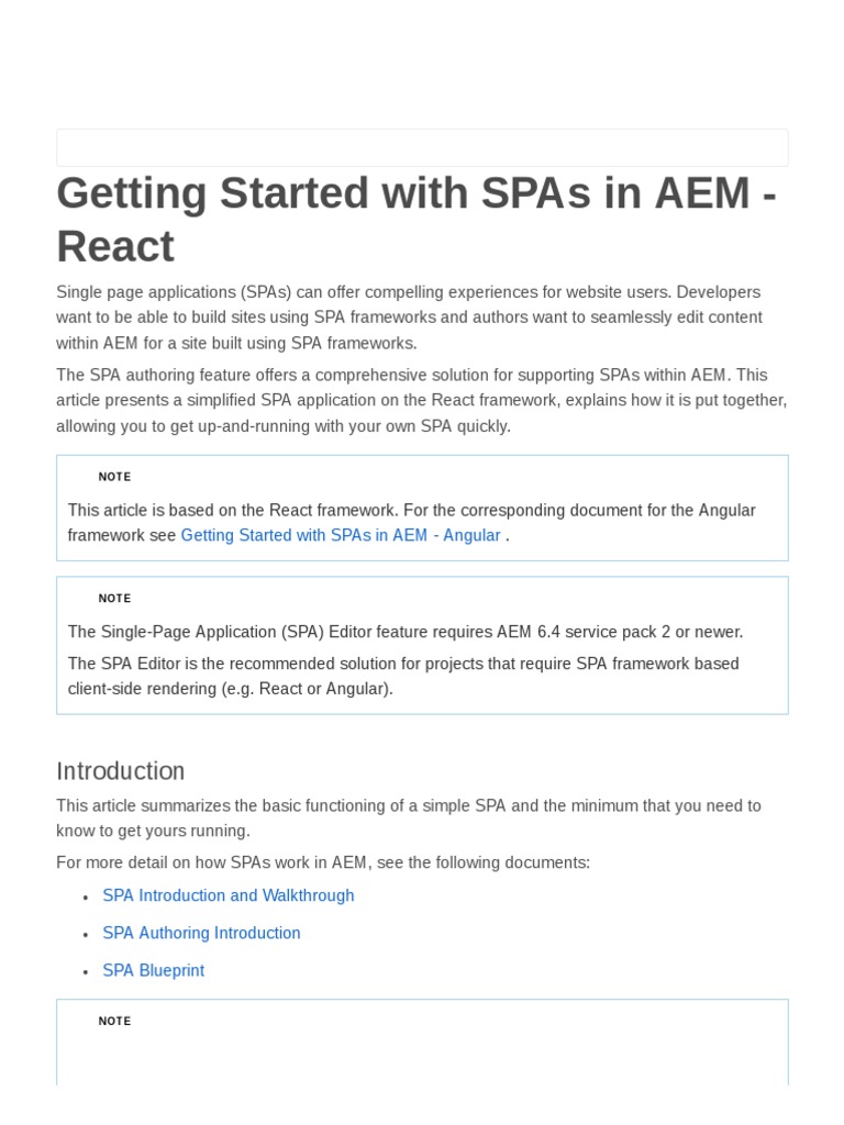 Getting Started With SPAs in AEM - React | PDF