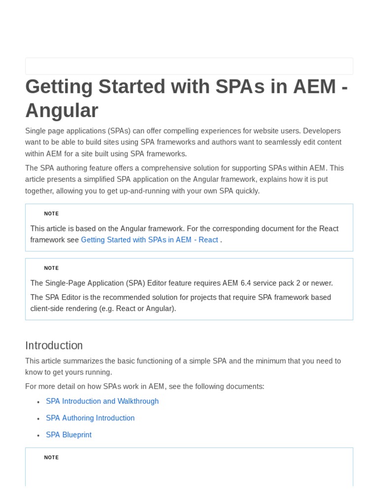 Getting Started With SPAs in AEM - Angular | PDF