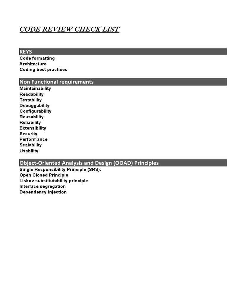 Code Review Check List | PDF