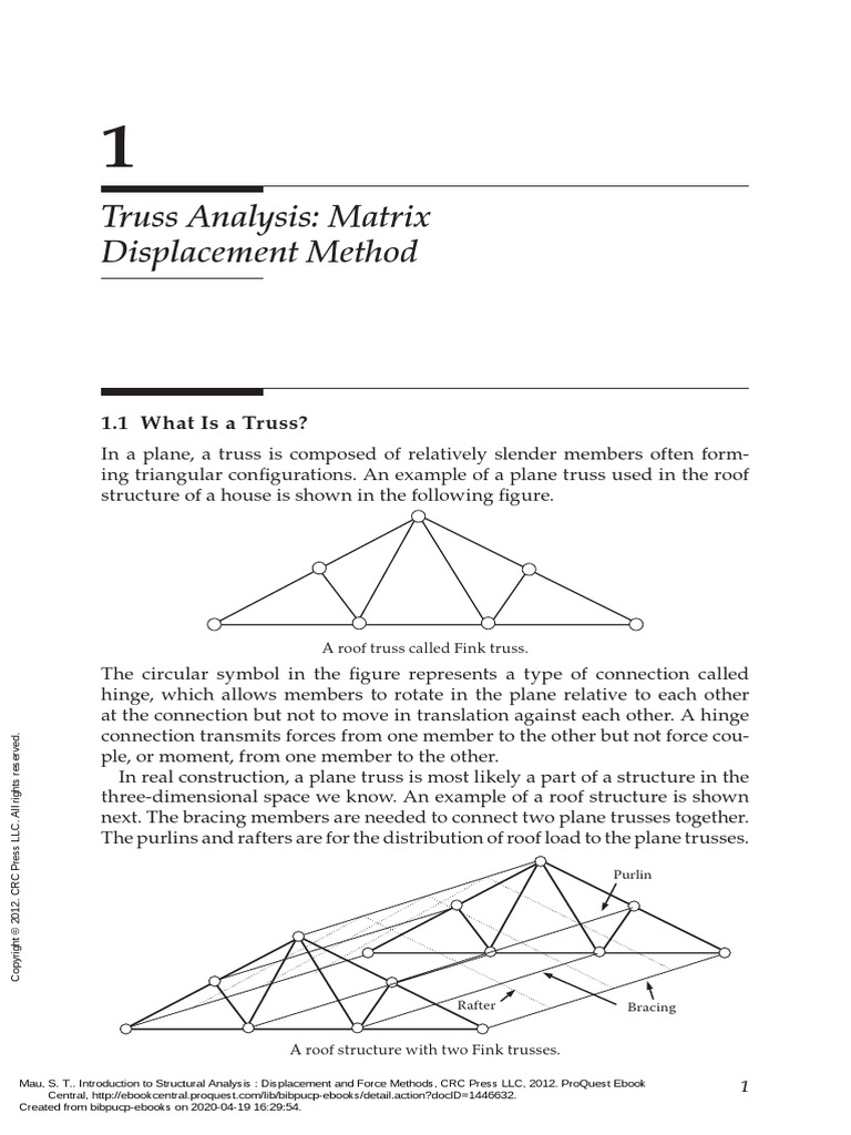 Truss Analysis: Matrix Displacement Method: 1.1 What Is A Truss? | PDF