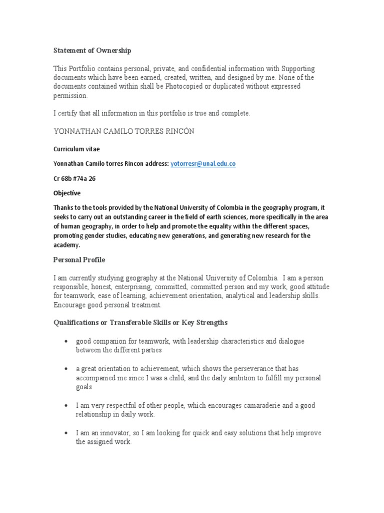 Statement of Ownership: Objective | PDF | Leadership | Learning