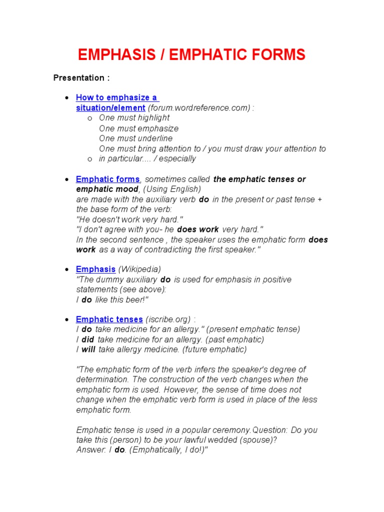 Emphasis / Emphatic Forms: Presentation | PDF | Language Arts ...