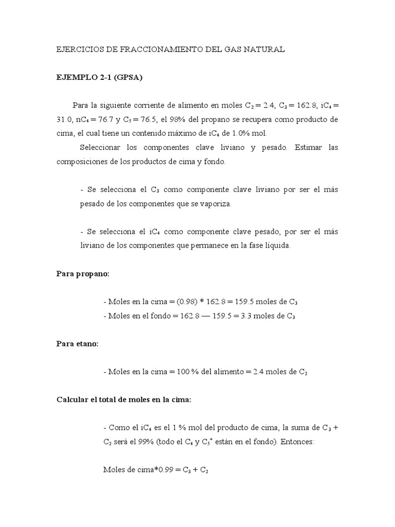 Ejercicios de Fraccionamiento Del Gas Na | PDF | Materiales ...