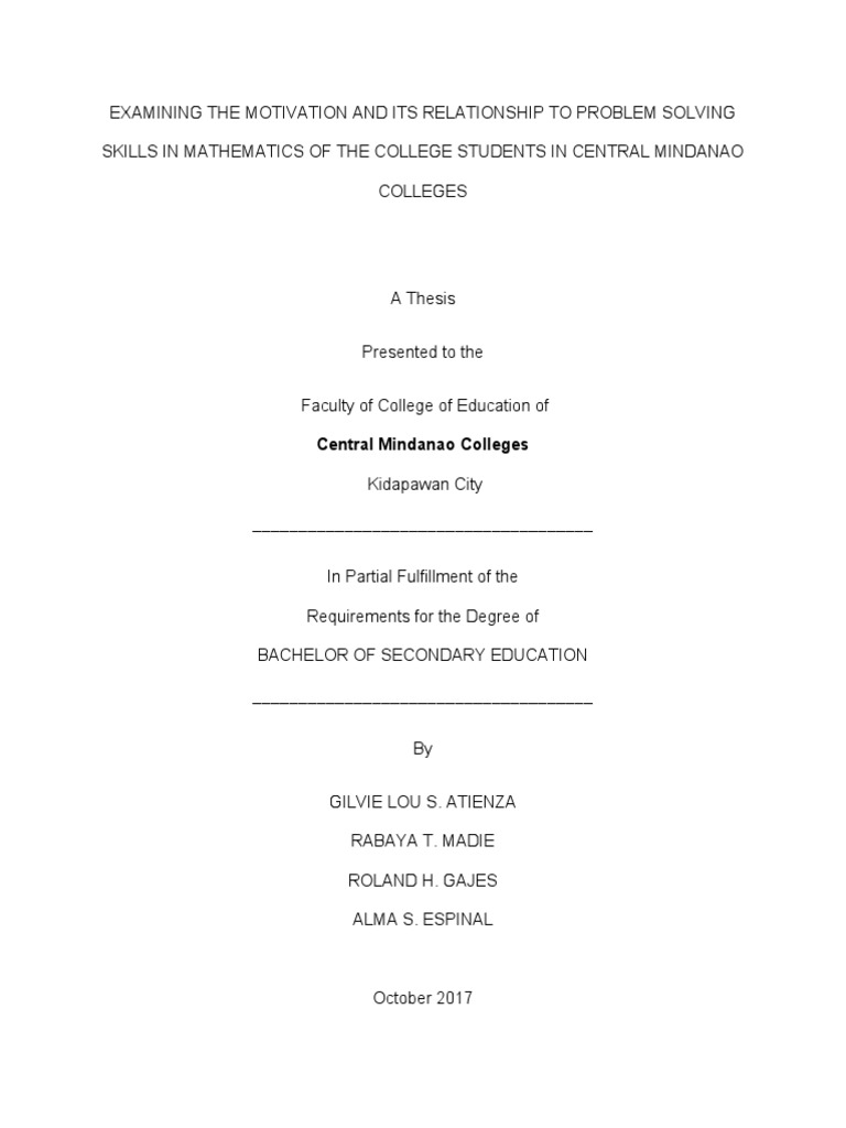 Examining The Motivation and Its Relationship To Problem Solving Skills ...