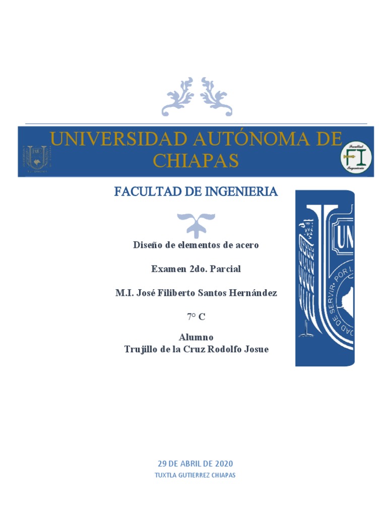 Examen de Vigas de Acero - Trujillo de La Cruz Rodolfo Josue 7C | PDF ...