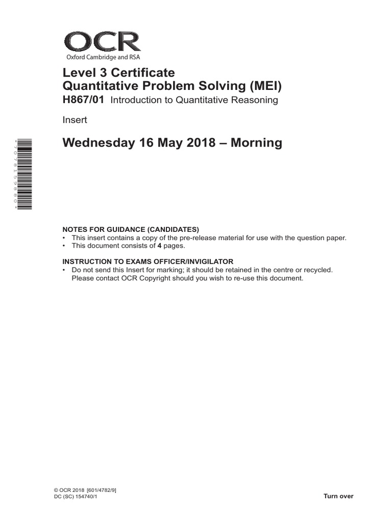 Quantitative Problem Solving (MEI) 2018 | PDF | Business