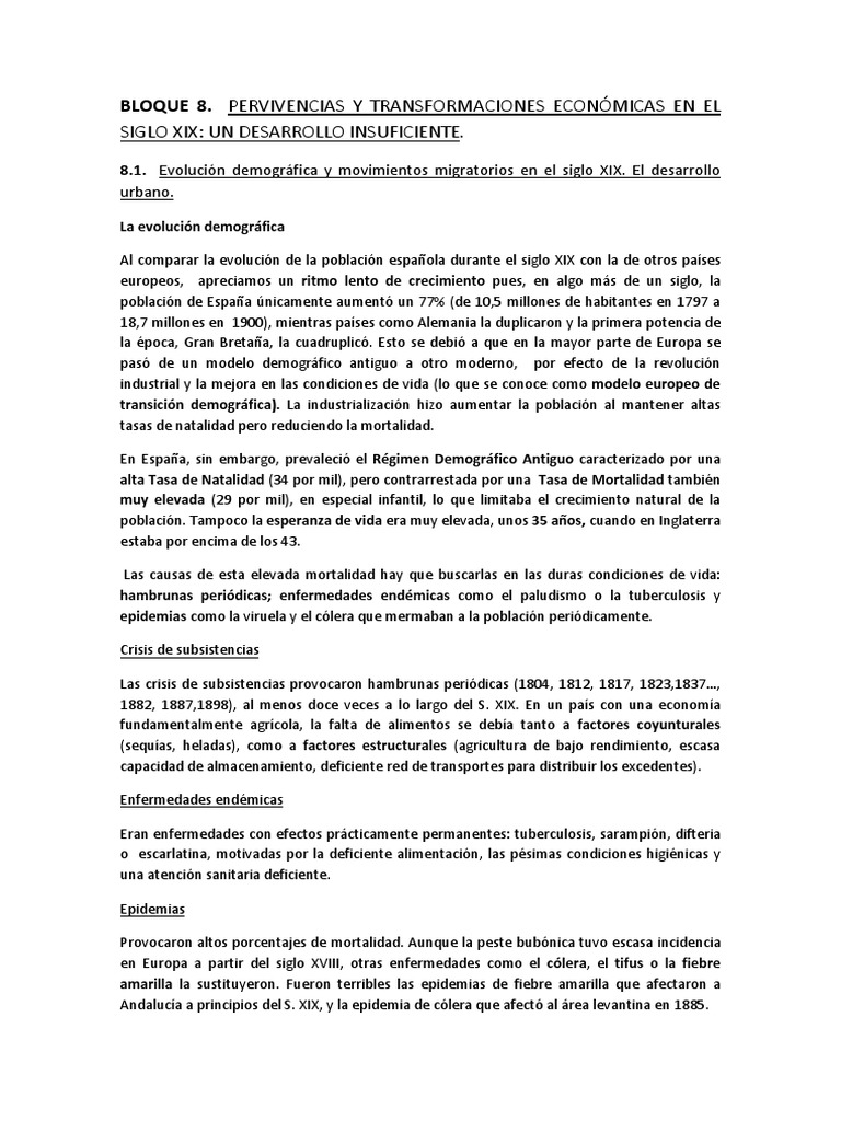 Bloque 08. Pervivencias y Transformaciones Económicas en El Siglo Xix. Un Desarrollo ...