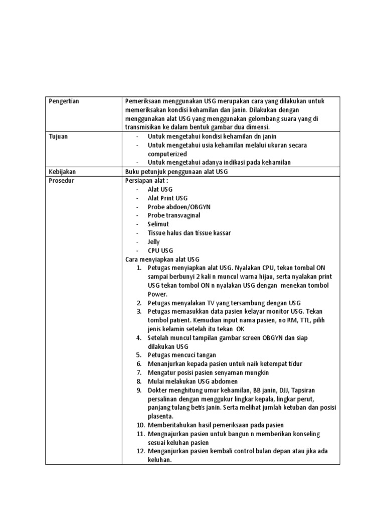 Sop Usg Abdomen | PDF
