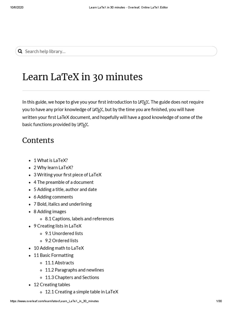 Learn LaTeX Quickly with Overleaf | PDF | Printing | Notation
