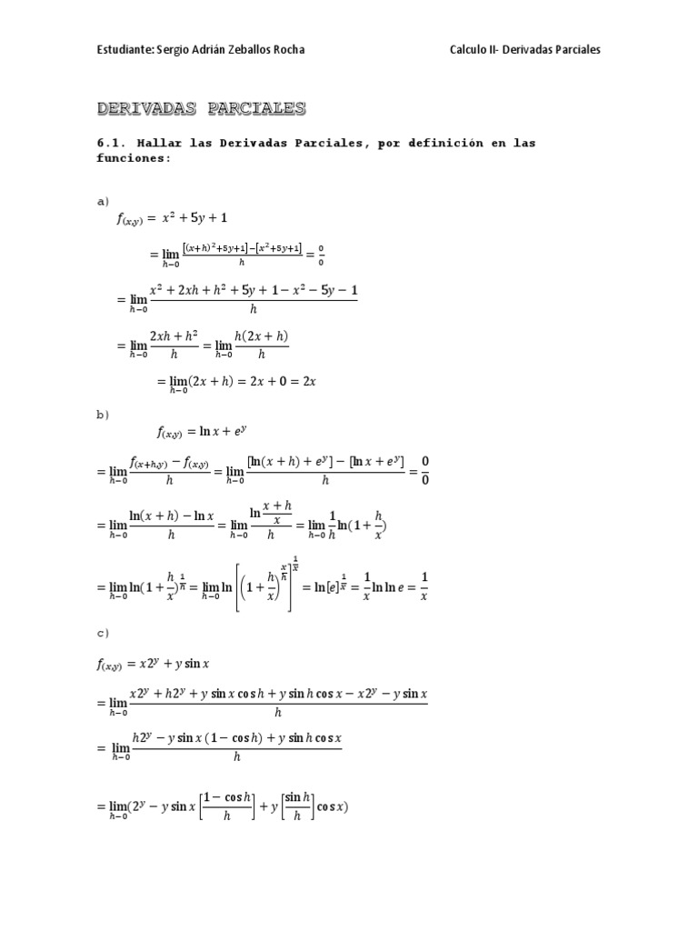 Practica de Calculo 2 Derivadas Parciales | PDF