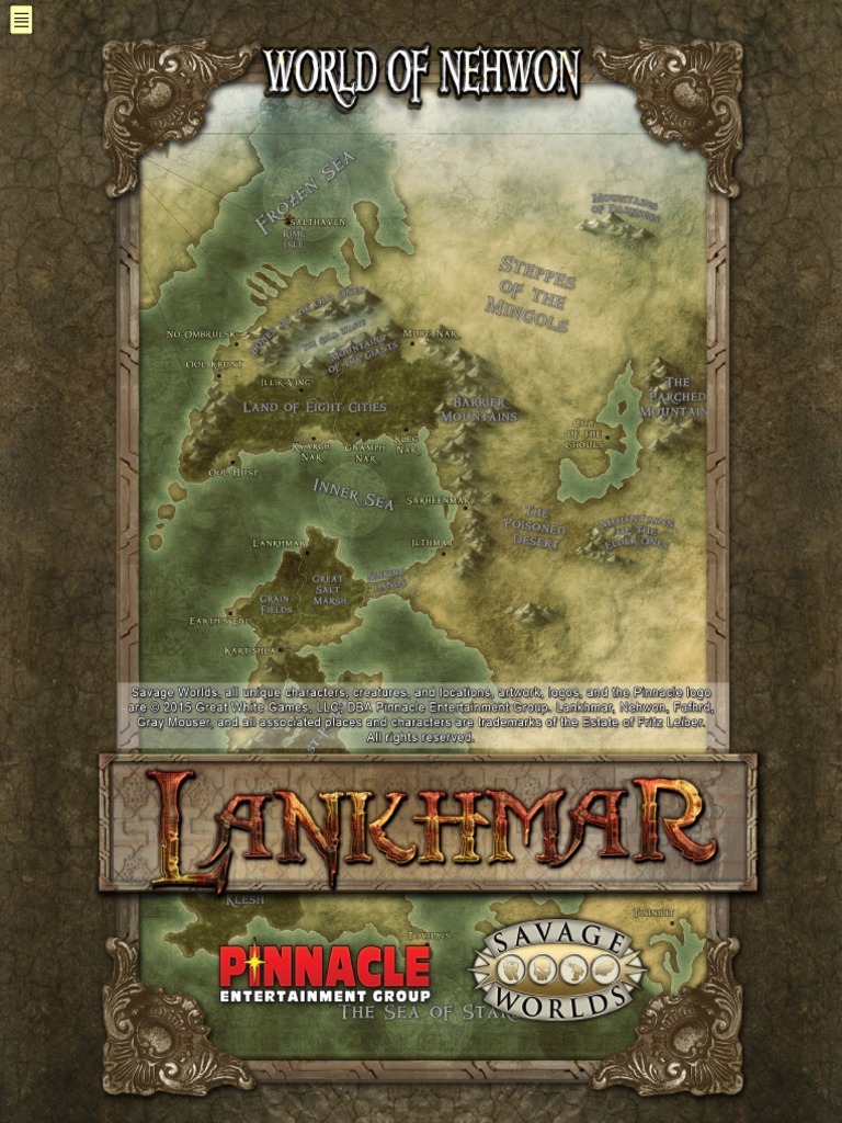 Savage Worlds - Lankhmar - Map of Nehwon | PDF