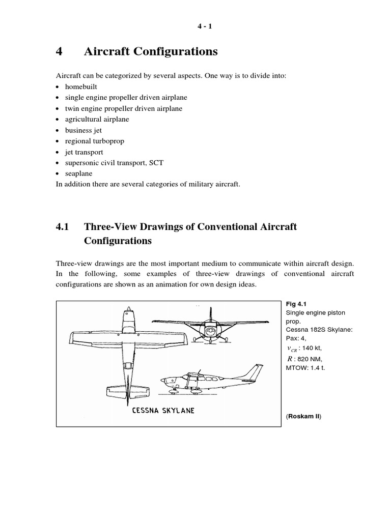 4.1 Three-View Drawings of Conventional Aircraft Configurations | PDF ...