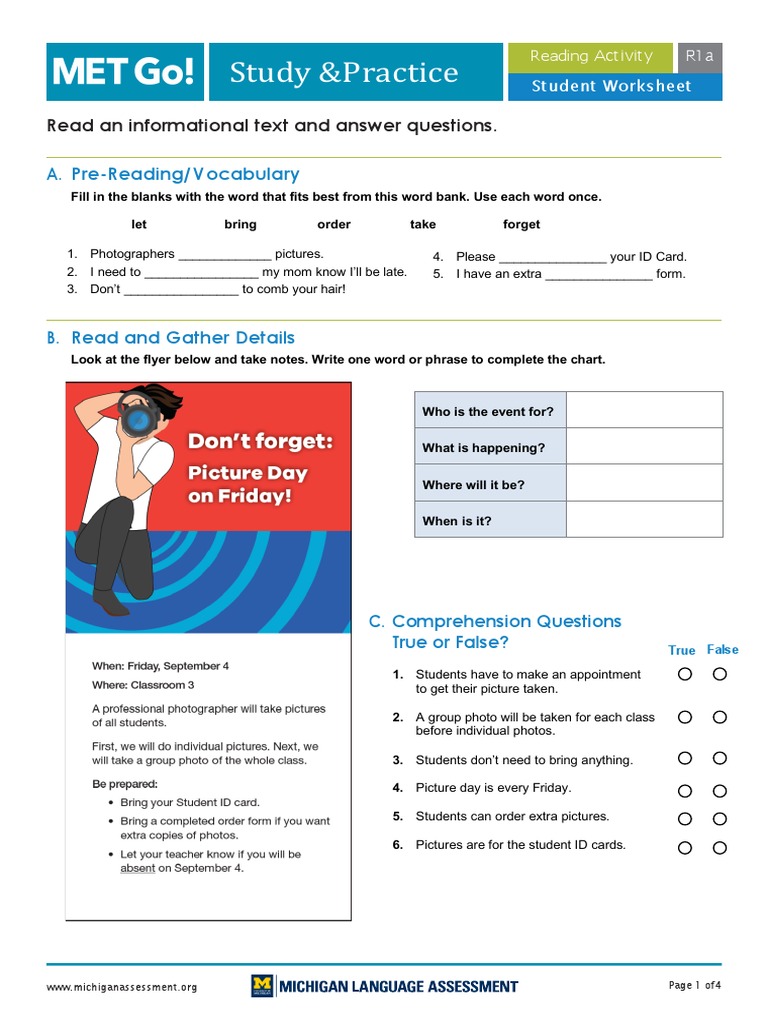 Study & Practice: A. Pre-Reading/Vocabulary | PDF | Reading Comprehension | Behavior Modification