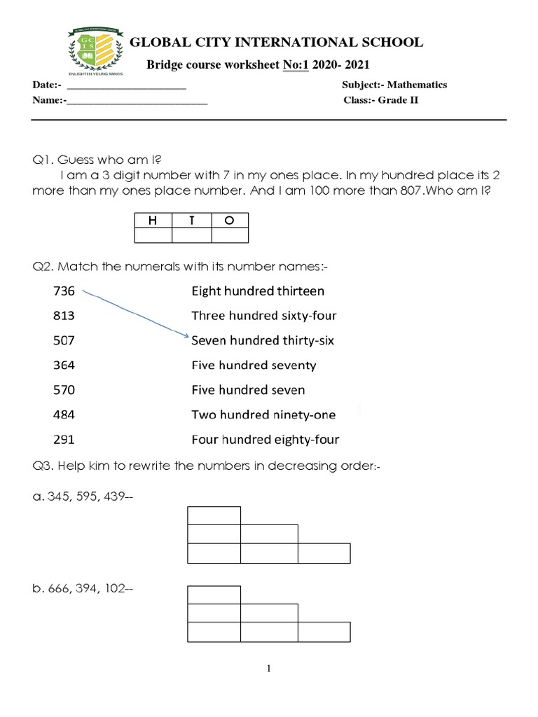 Maths Bridge Course Worksheet 1 | PDF | Teaching Mathematics Maths Bridge Course Worksheet 1 | PDF | Teaching Mathematics