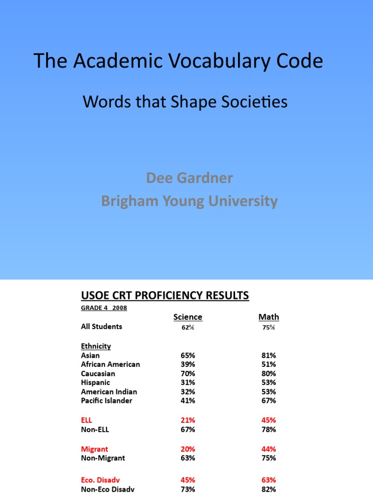 Academic Vocabulary and ELL Success | PDF | English As A Second Or ...