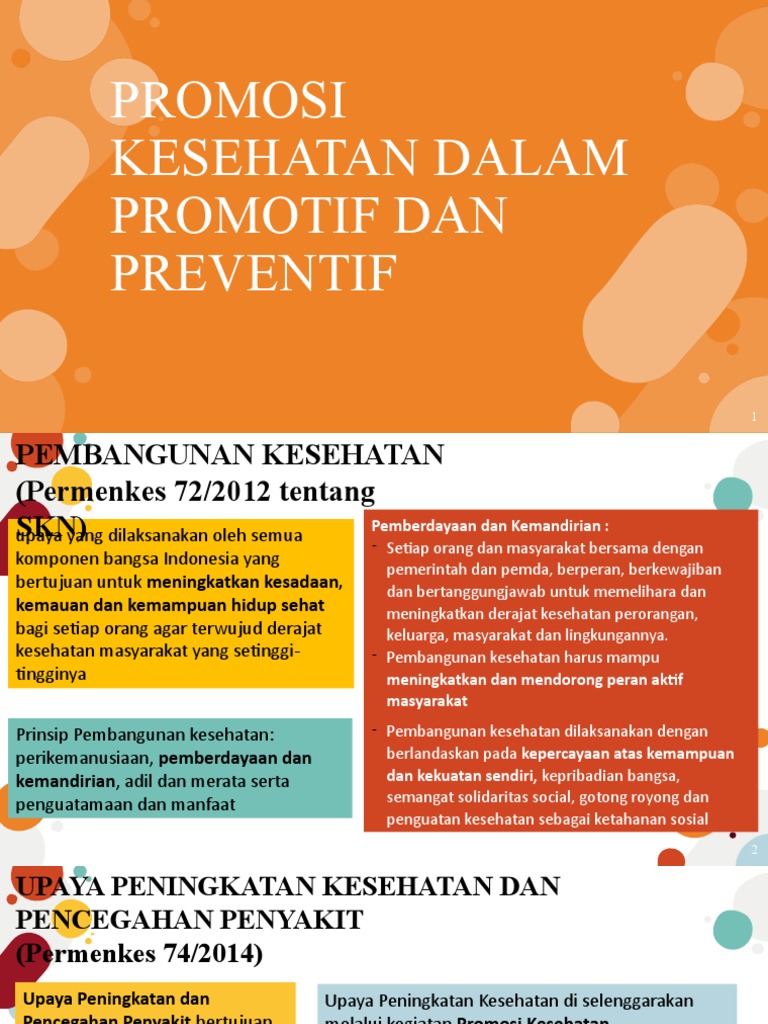PPT Dir Promkes - Promkes Dalam Promotif Dan Preventif Akreditasi | PDF
