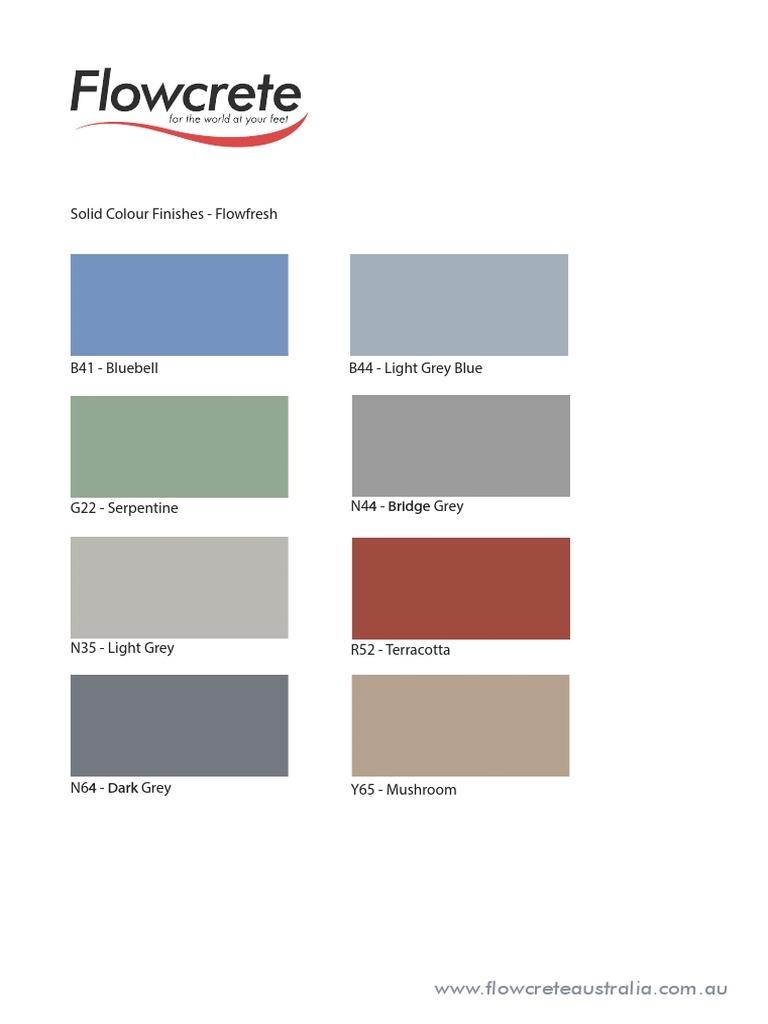 Solid Colour Finishes - Flowfresh | PDF
