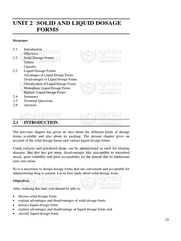 Unit 2 Solid and Liquid Dosage Forms: Structure | PDF | Tablet ...