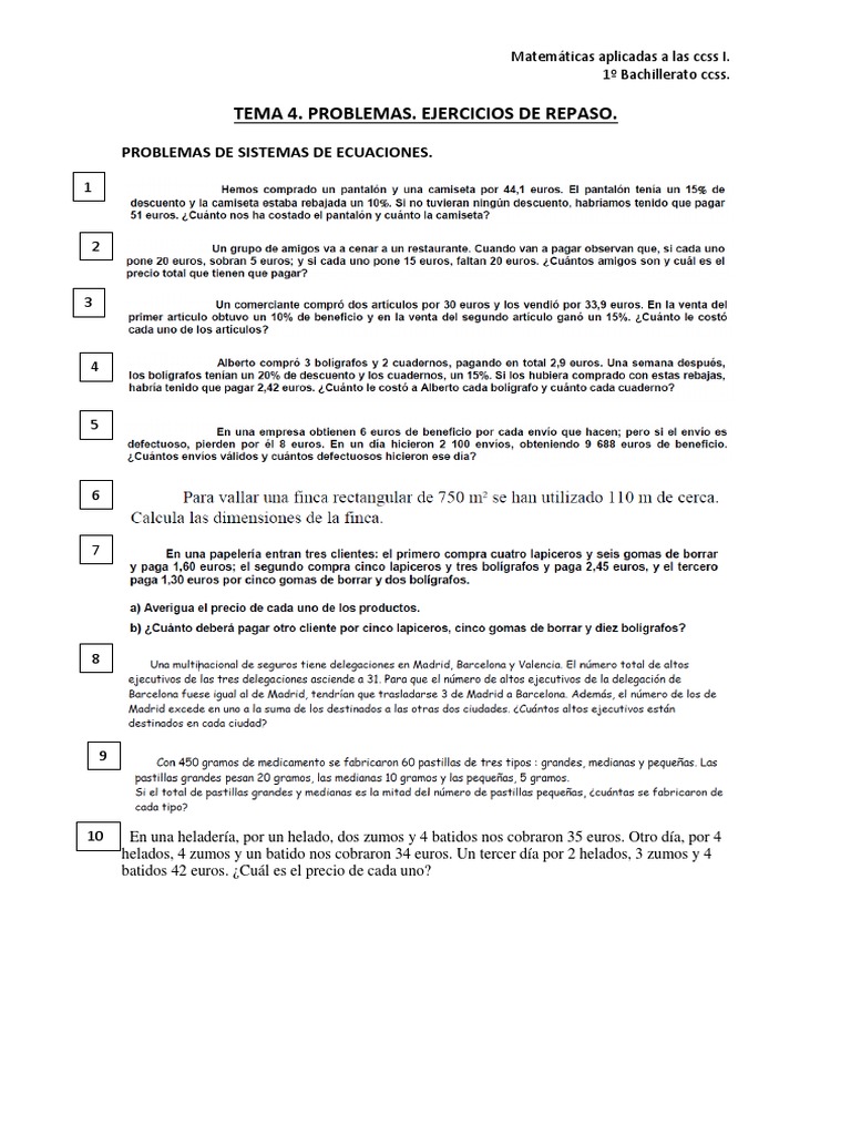 4 UD4 EjerciciosRepaso Problemas | PDF