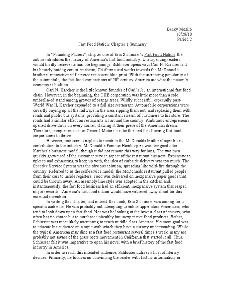 Fast Food Nation Chapter 1 Overview | PDF | Fast Food | Mc Donald's