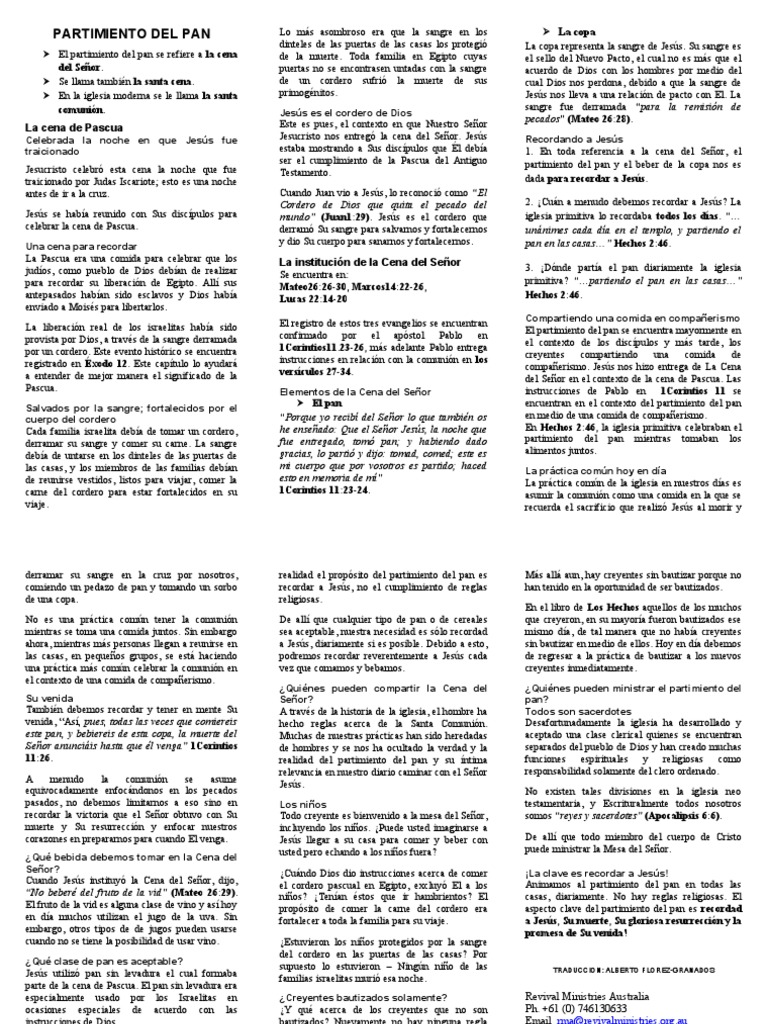 Partimiento Del Pan | PDF | eucaristía | Pascua de Resurrección