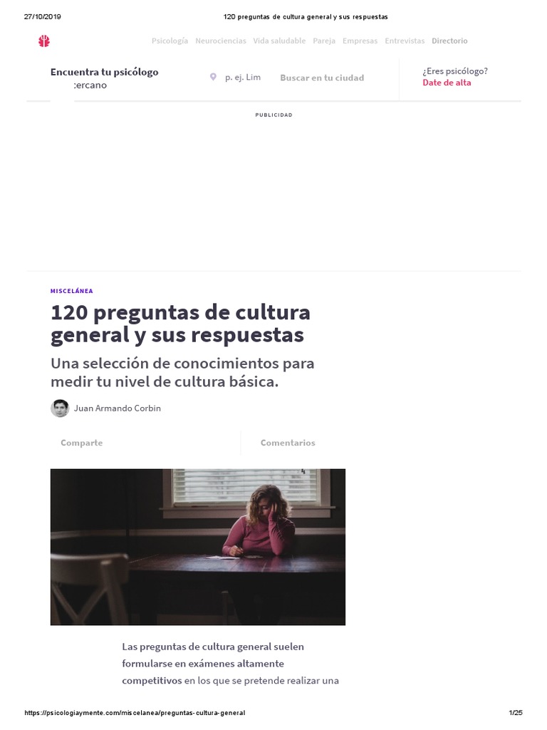 120 Preguntas de Cultura General y Sus Respuestas PDF | PDF ...