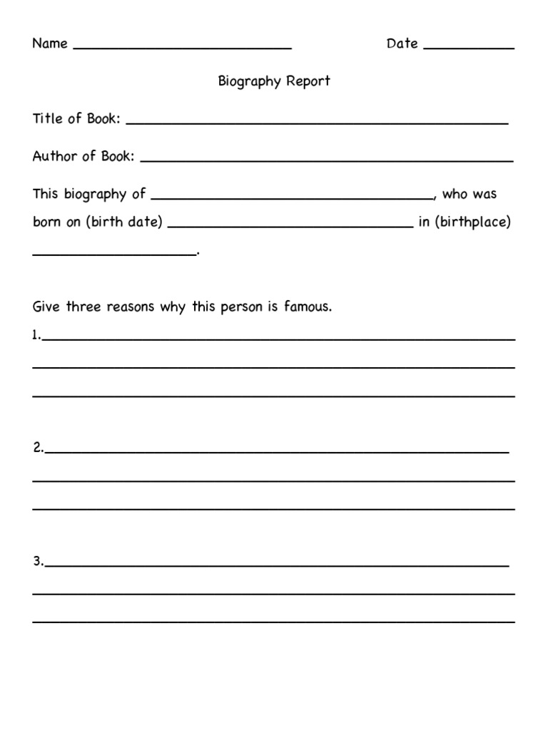 3rd Grade - Biography Report Worksheet | PDF