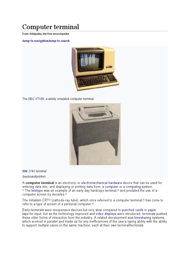 Computer Terminal: Jump To Navigationjump To Search | PDF