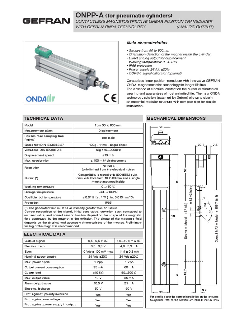 Contactless Magnetostrictive Position Transducer for Pneumatic ...