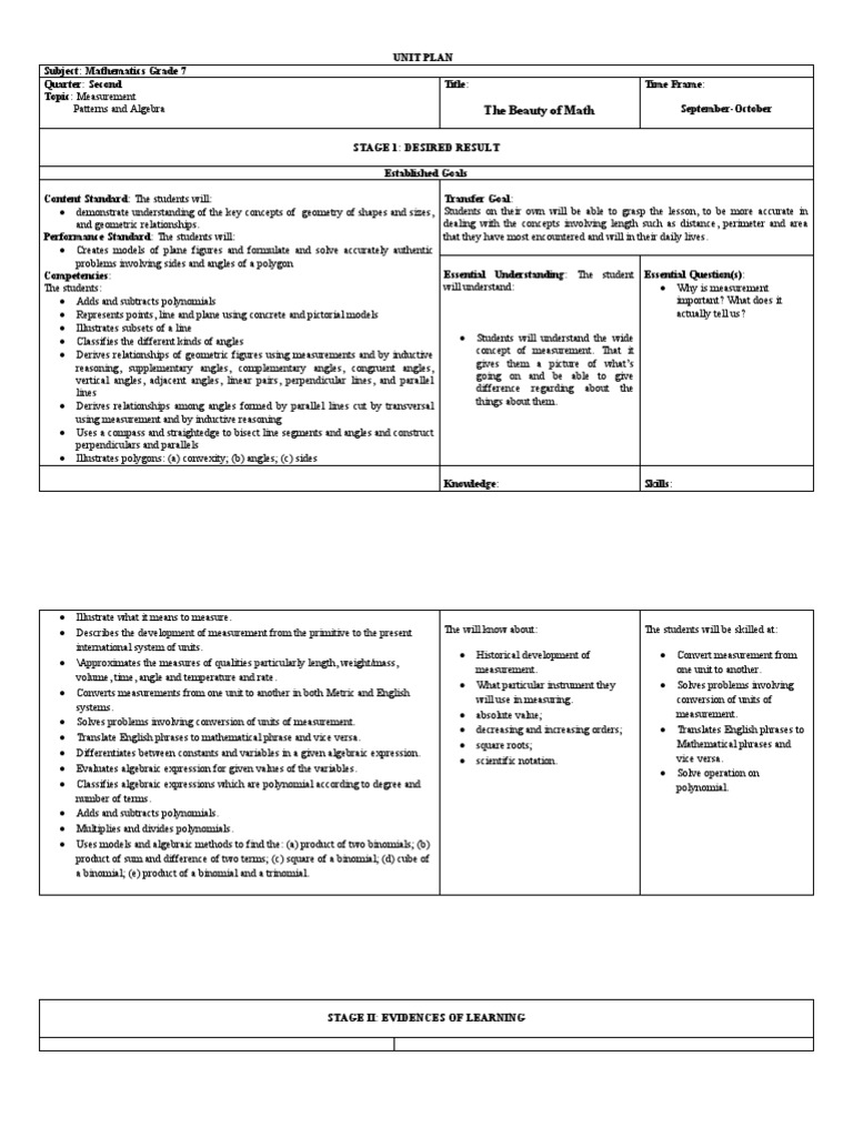 Math 7-2nd Quarter | PDF | Polynomial | Angle