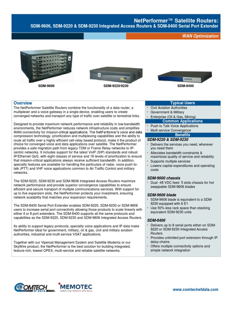 Netperformer ™ Satellite Routers | PDF | Router (Computing) | Quality Of Service