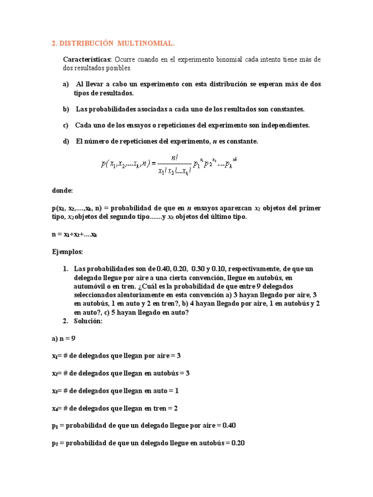 Introducción a la Distribución Multinomial | PDF | Probabilidad ...