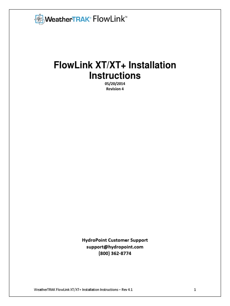 WT FlowLink XT Installation Instructions Rev 4 | PDF | Valve | Electronics