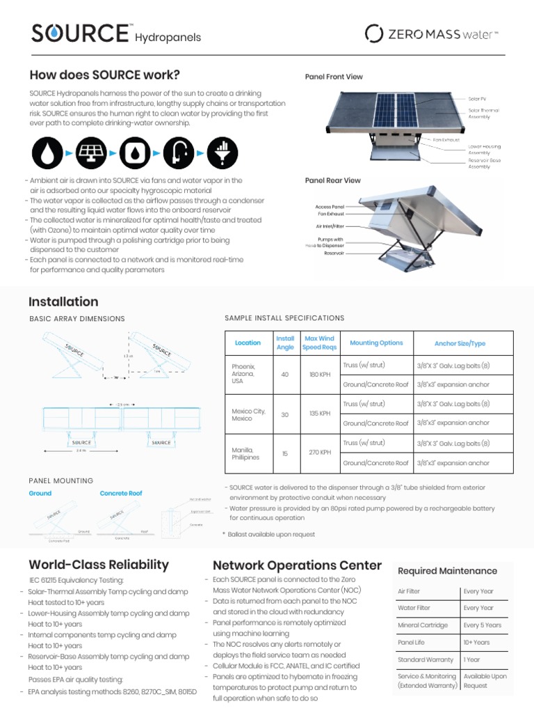 How Does SOURCE Work?: Hydropanels | PDF | Water Quality | Water