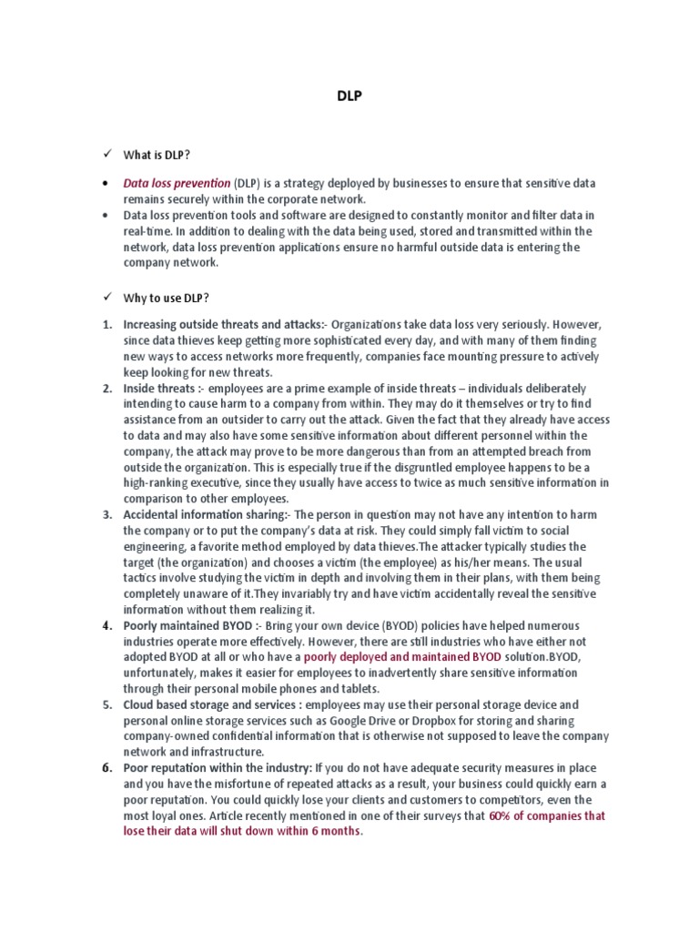 What Is DLP?: Data Loss Prevention | PDF | Cloud Computing ...