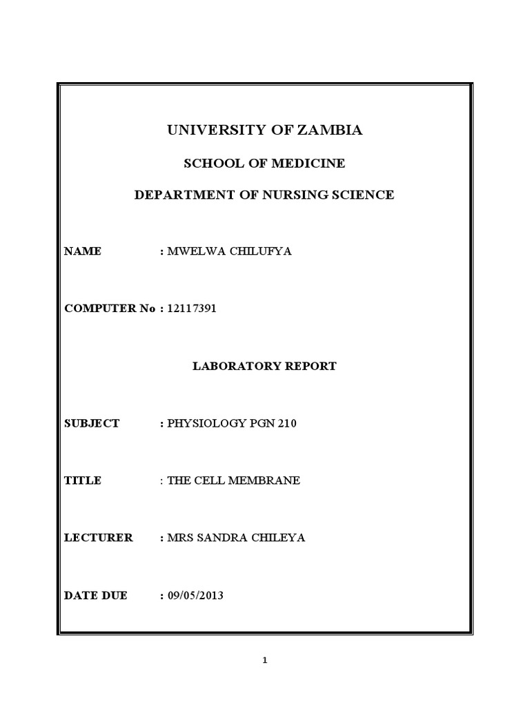 Cell Membrane Lab Report Assignment | PDF | Cell Membrane | Osmosis
