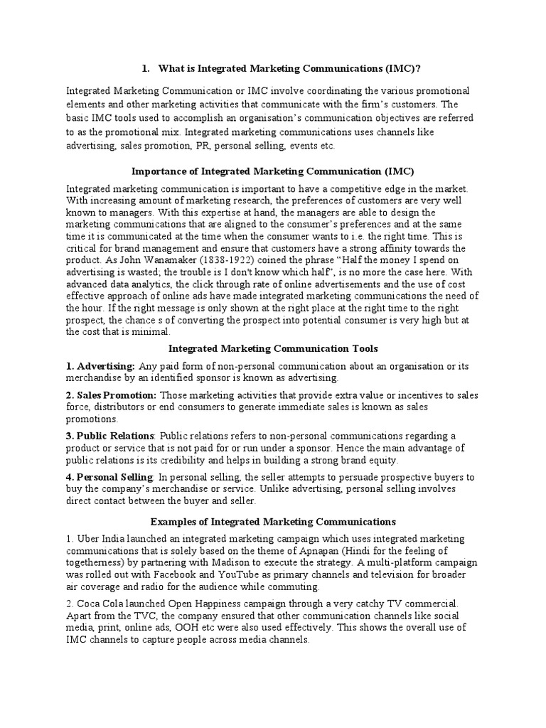 Integrated Marketing Communication Planning Process | PDF | Marketing ...
