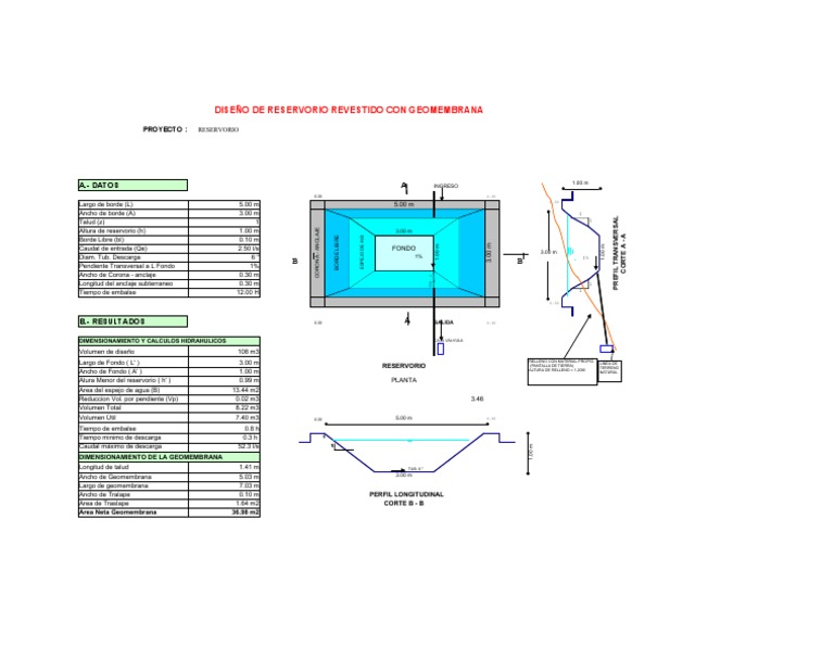 Diseño de Reservorio Con Geomembrana | PDF | Reservorio | Hidrología