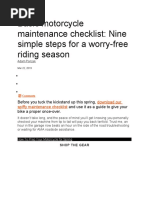 Motorcycle Checklist | PDF | Land Vehicles | Transport