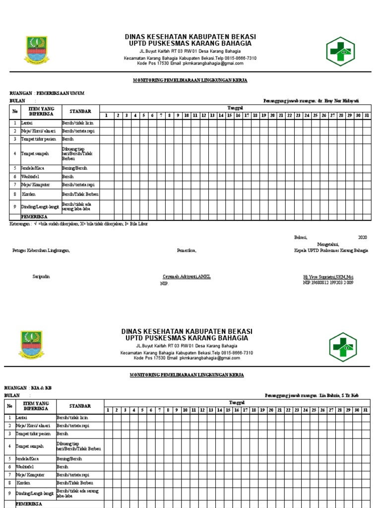 Check List Pemeliharaan Ruangan | PDF