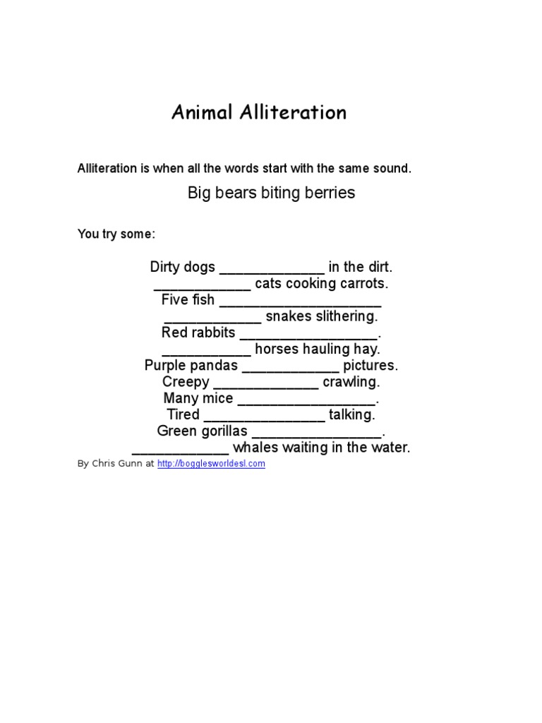 Animal Alliteration | PDF